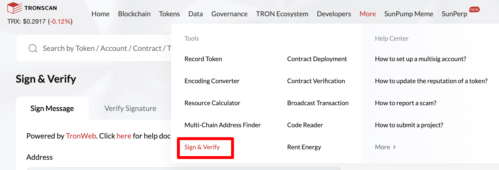 Message Signing & Verification – TRONSCAN Support Center