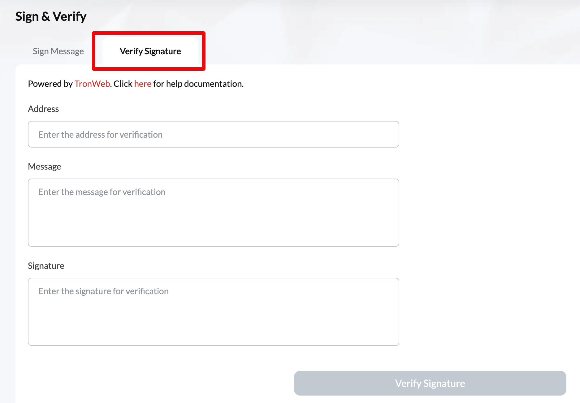 Message Signing & Verification – TRONSCAN Support Center